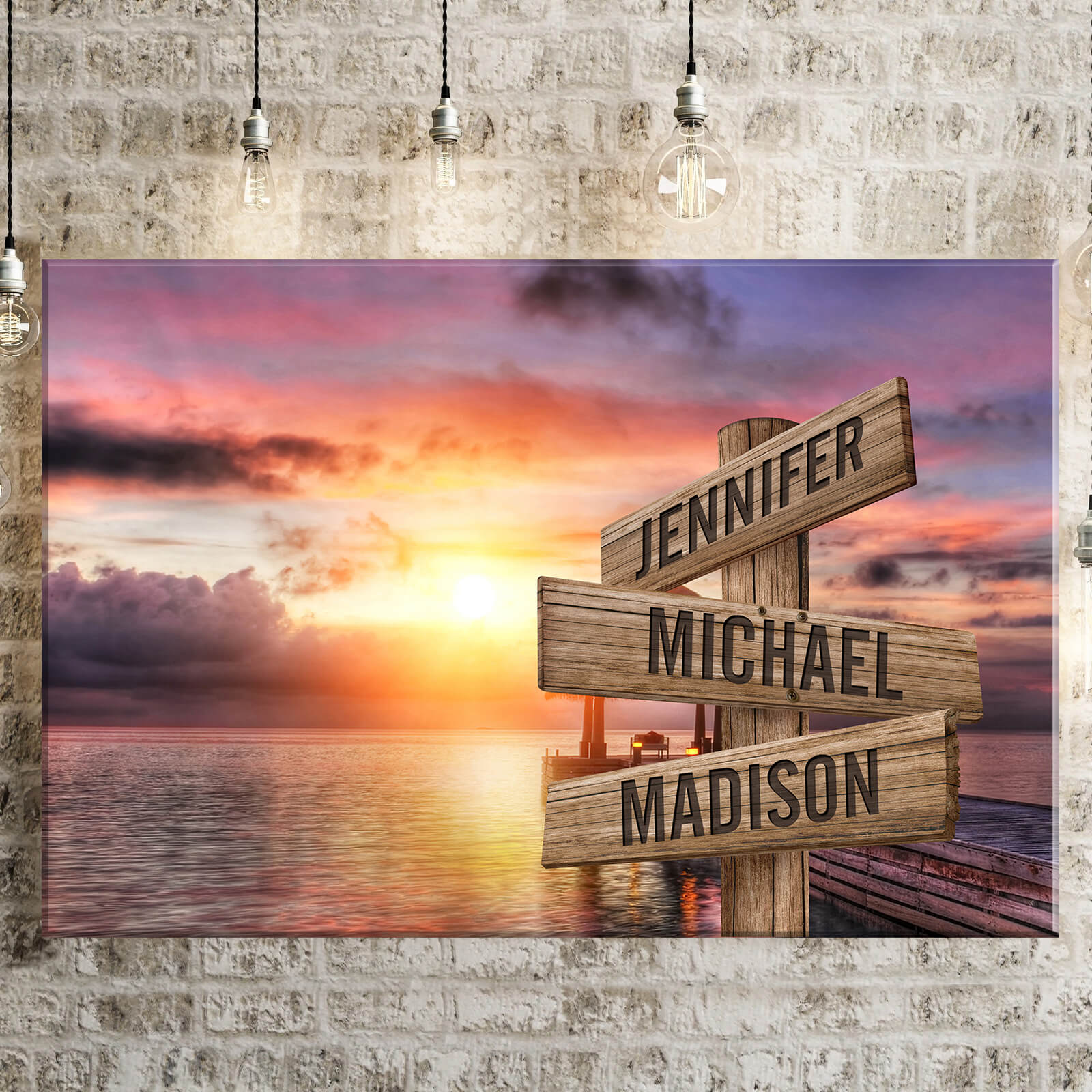 Coast Sunset Color Multi-Names Premium Canvas Poster – GoFamilygift