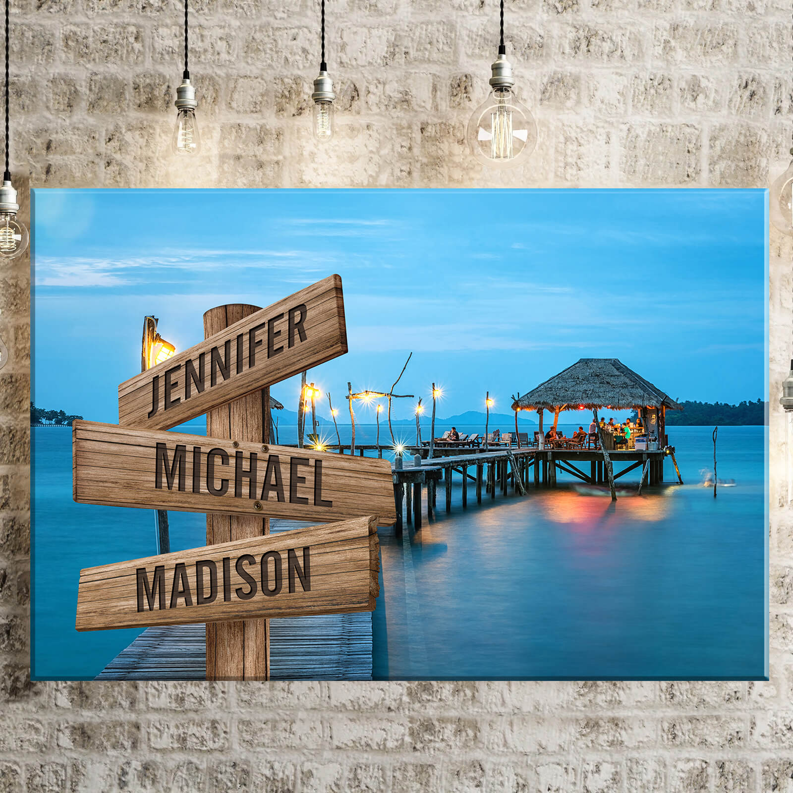 Jetty Night Color Multi-Names Premium Canvas Poster – GoFamilygift