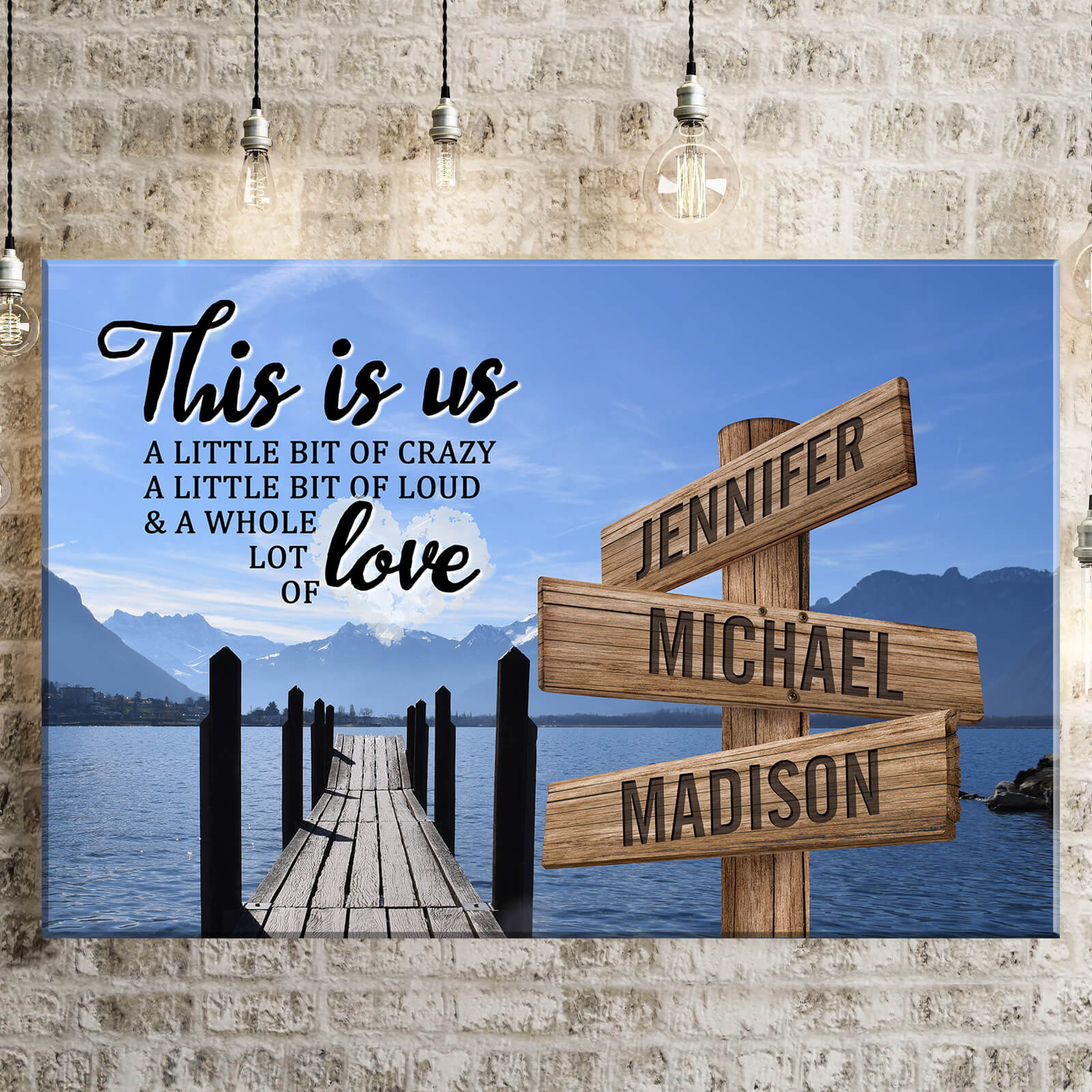 Lake Dock Color Personalized "THIS IS US" Multi-Names Premium Canvas P ...
