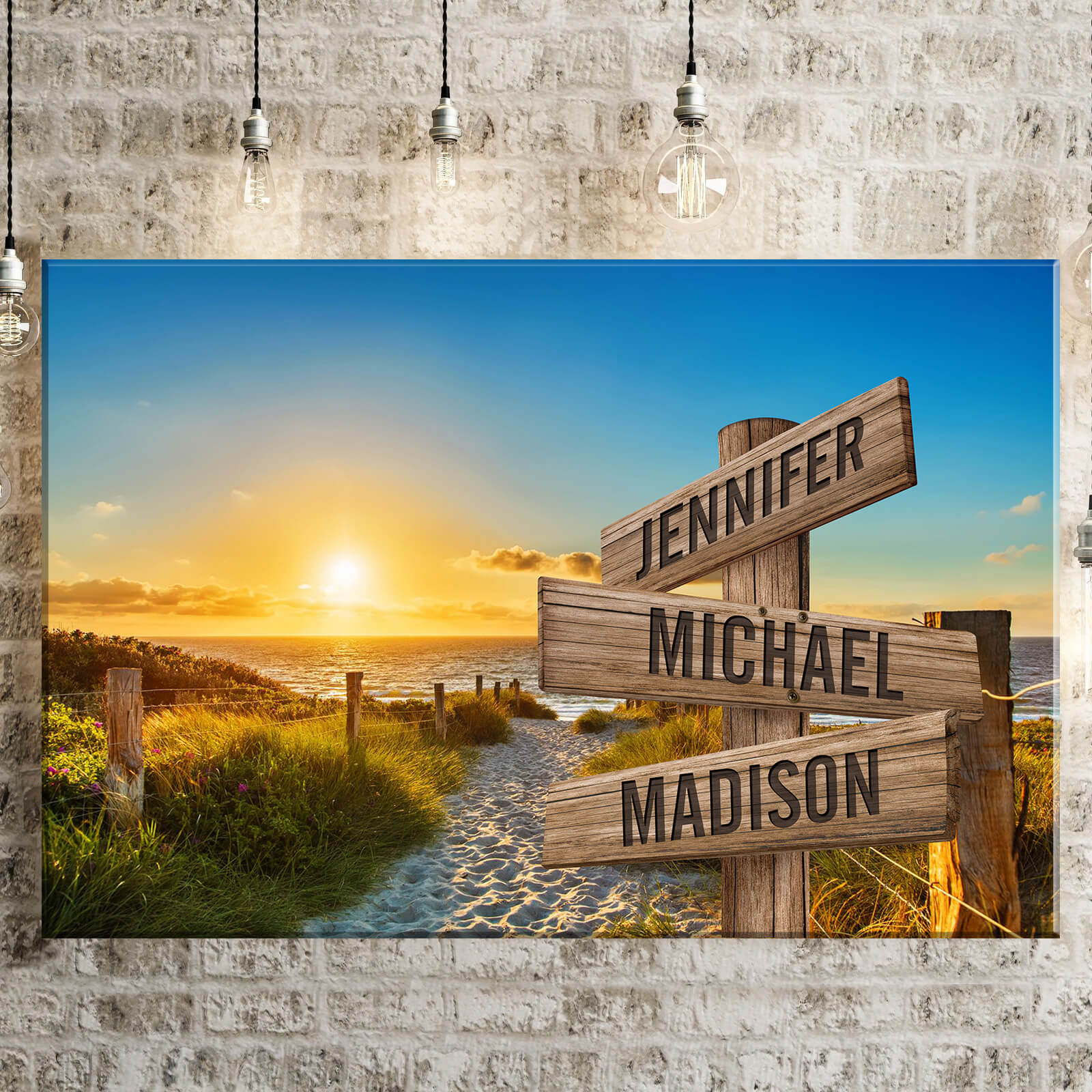 Summer Beach Sunset Color Multi-Names Premium Canvas Poster – GoFamilygift