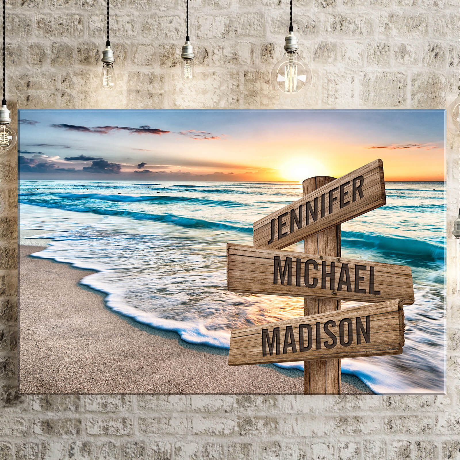 Sunset Beach Color Multi-Names Premium Canvas Poster – GoFamilygift