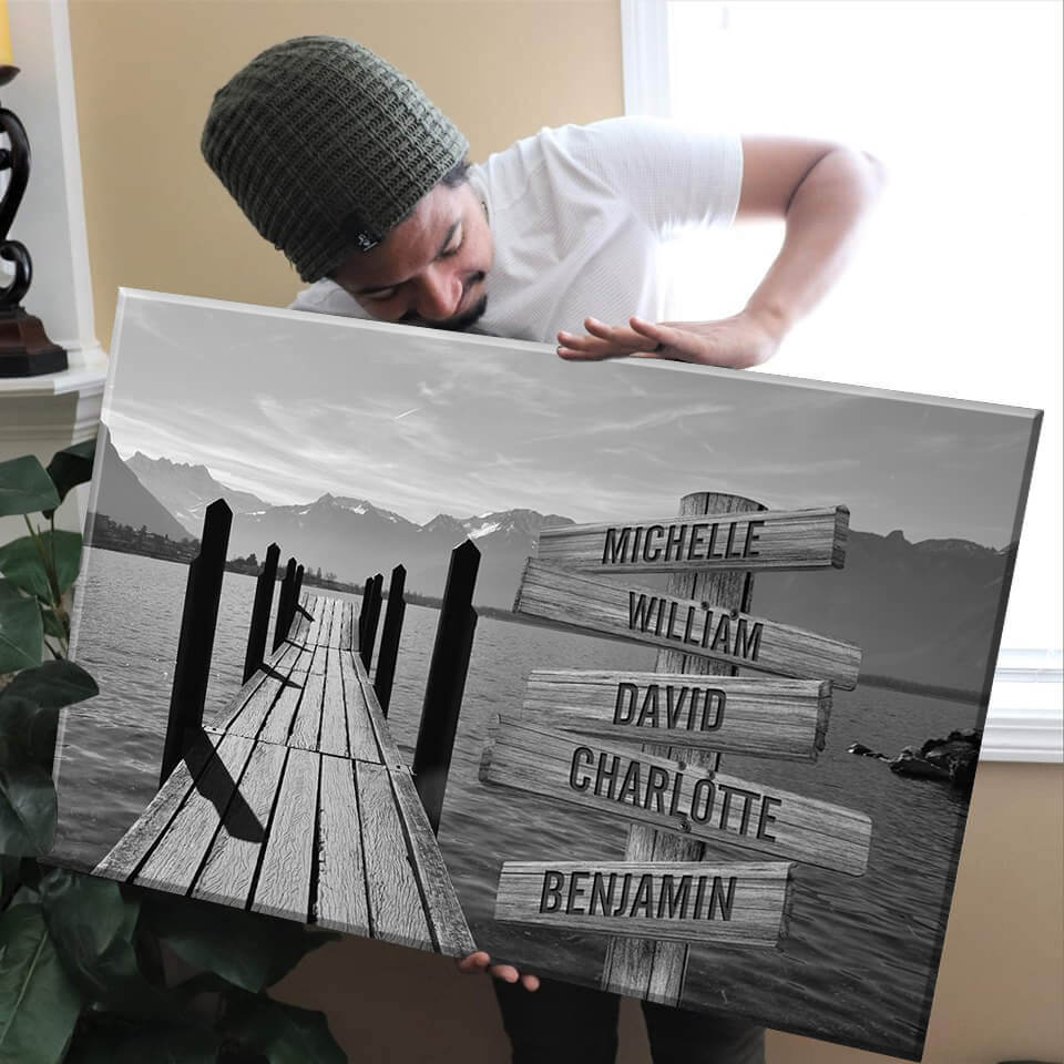 Lake Dock Multi-Names Premium Canvas – GoFamilygift