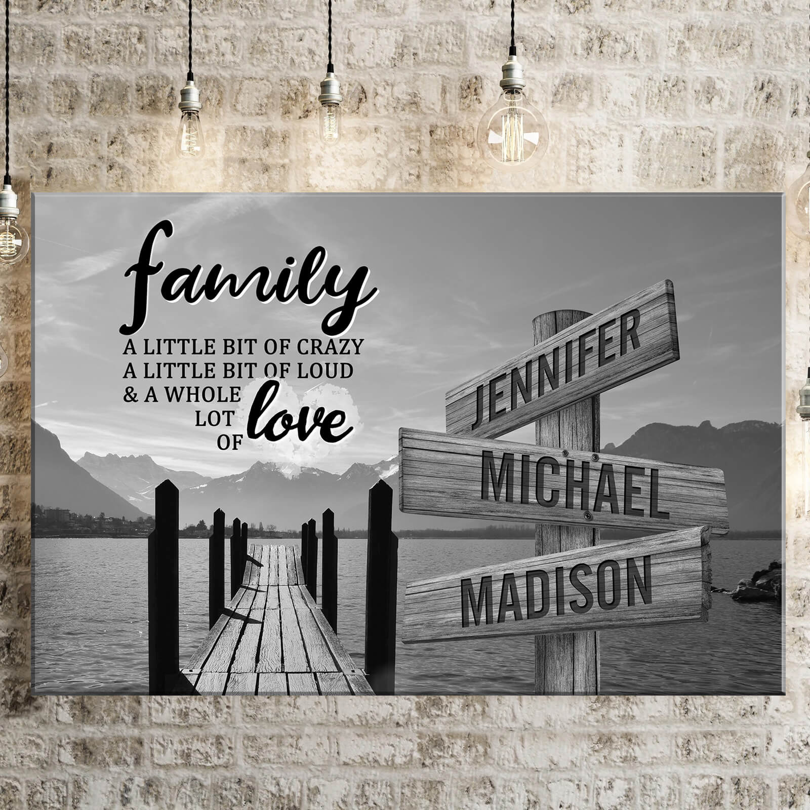 Lake Dock A Little Whole Lot of Love Multi-Names Premium Canvas Poster ...