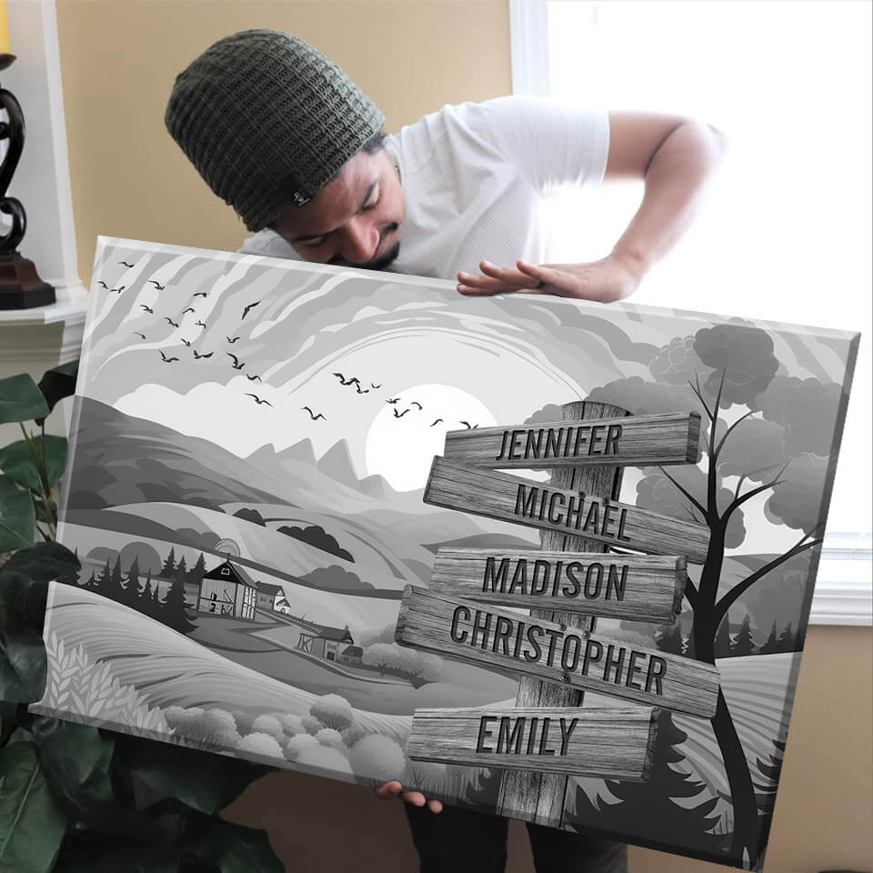 Rural Scenery Multi-Names Premium Canvas – GoFamilygift