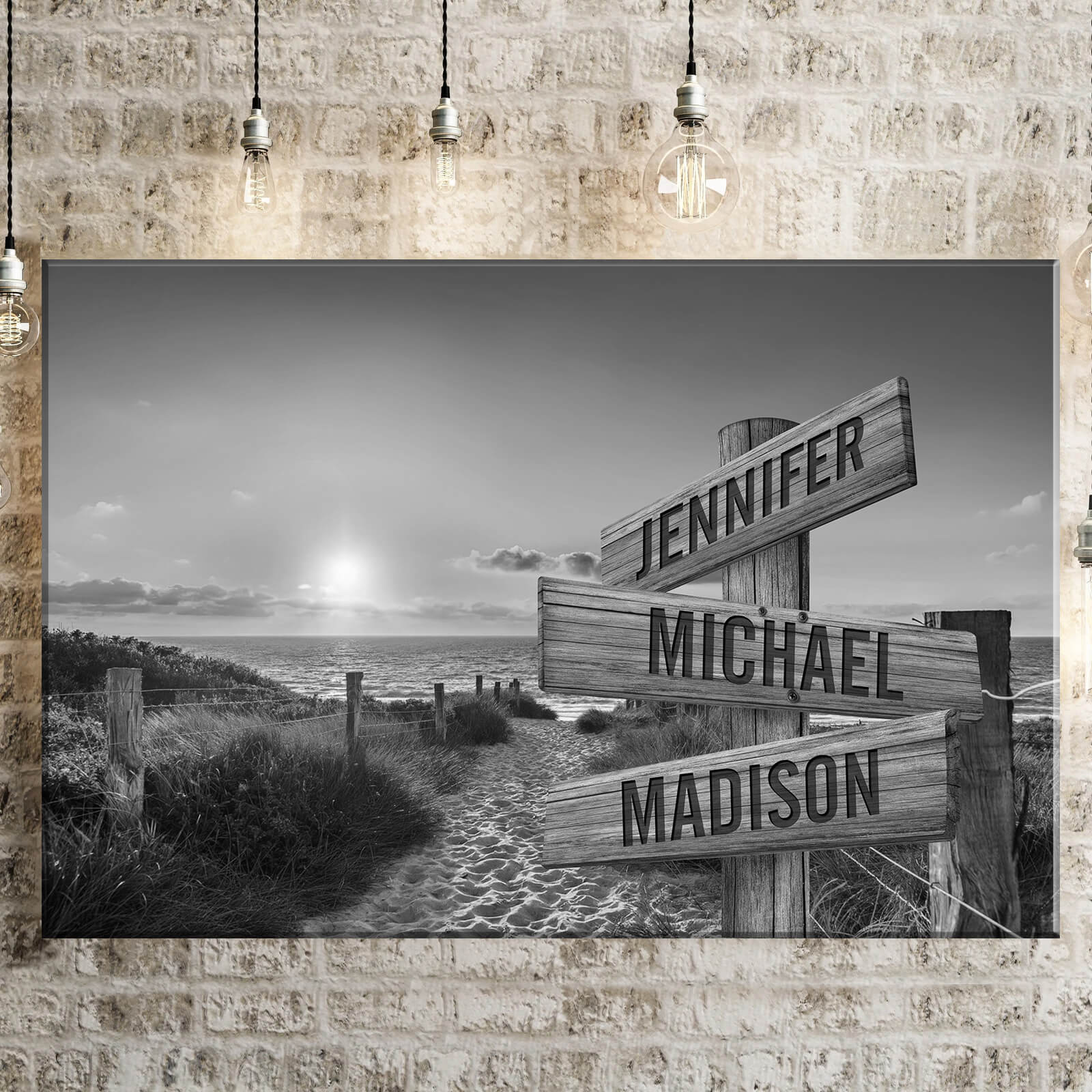 Summer Beach Sunset Multi-Names Premium Canvas Poster – GoFamilygift