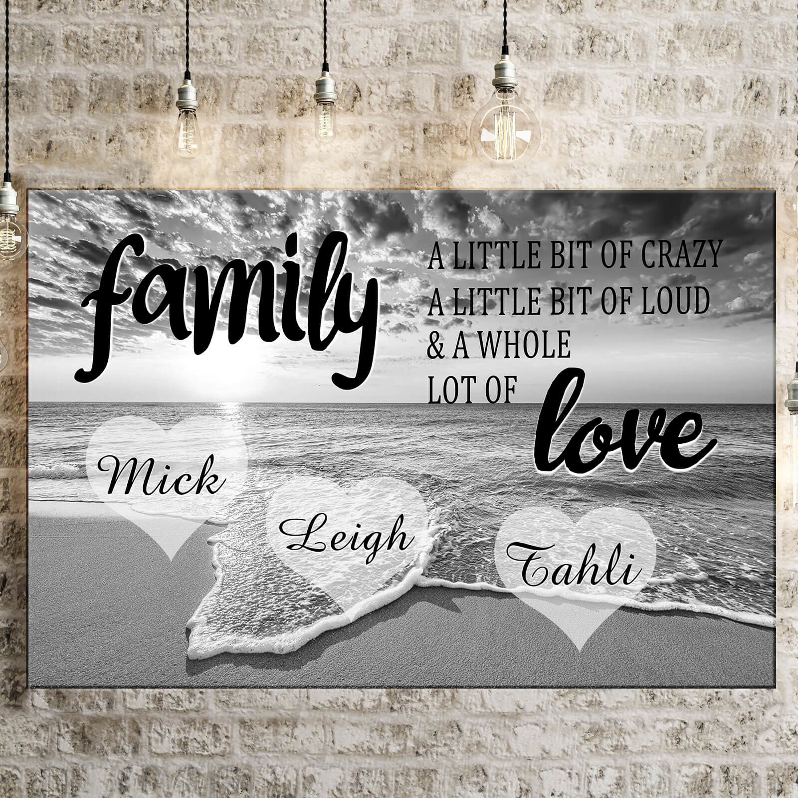 Personalized Family Ocean Sunset Multi-Names Premium Canvas Poster ...