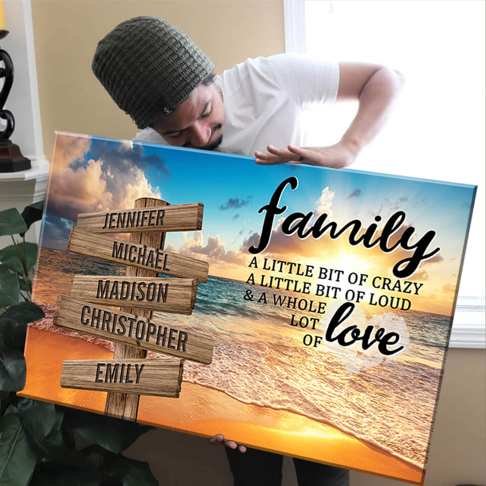 Beach Sunset Color A Little Whole Lot of Love Multi-Names Premium Canv ...