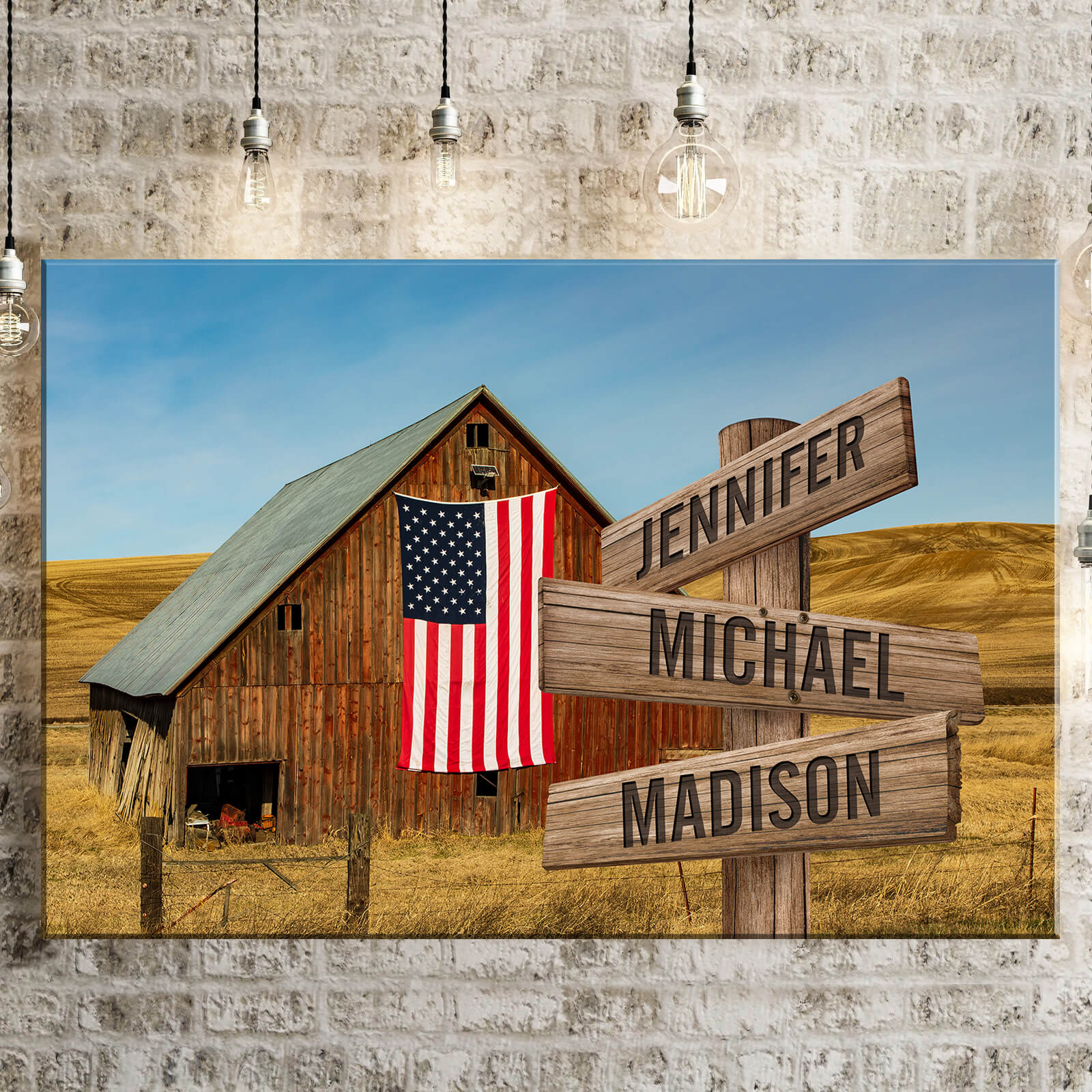American Barn Color Multi-Names Premium Canvas Poster – GoFamilygift