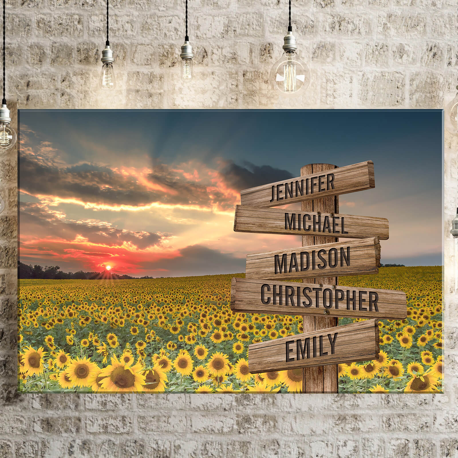 Sunflower Sunset Color Multi-Names Premium Canvas – GoFamilygift