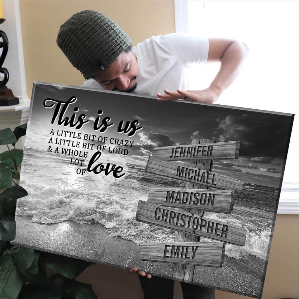 Ocean Sunset Personalized "THIS IS US" Multi-Names Premium Canvas ...